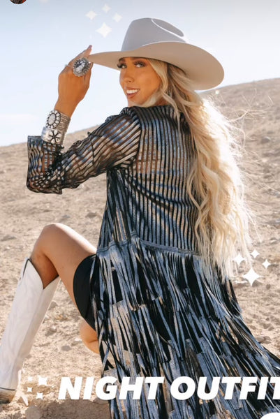 Metallic Fringe Duster – Inspired Wings Fashion